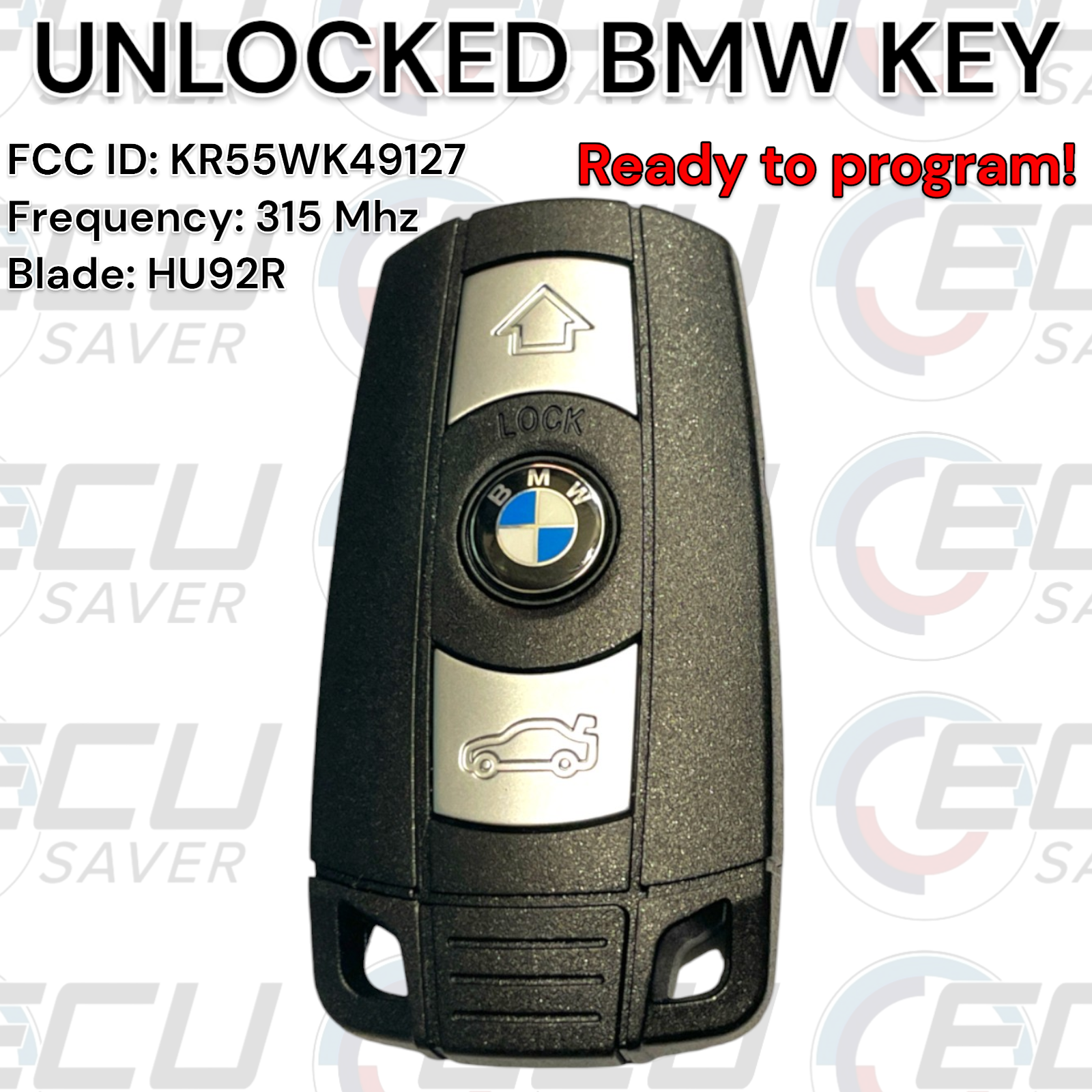 BMW Key Fob Remote 315mhz FCC ID: KR55WK49127 (Non-Comfort Access Type ...