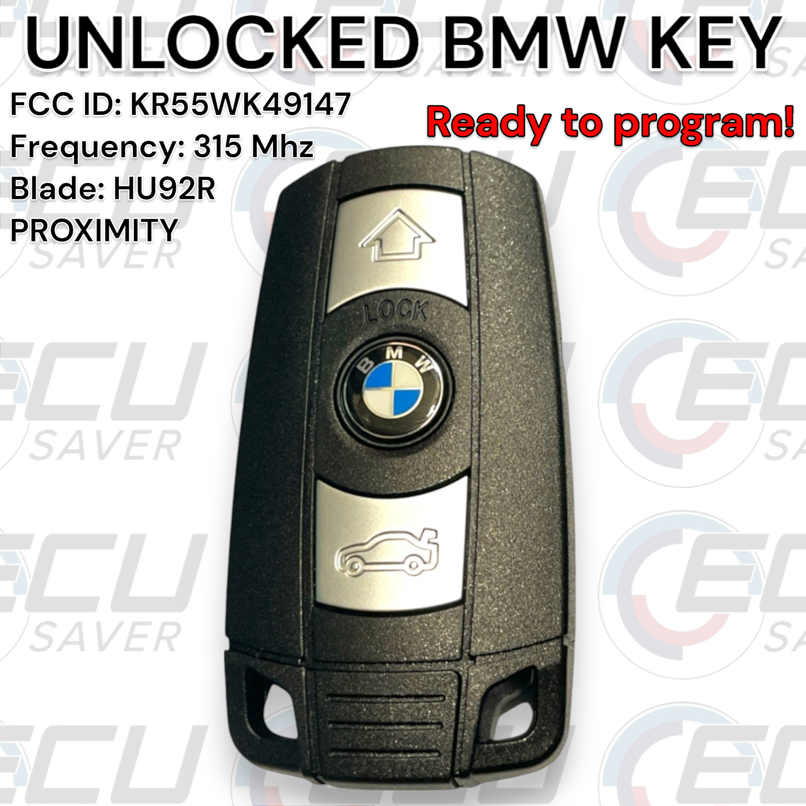BMW Key Fob Remote 315mhz FCC ID: KR55WK49147 (Comfort Access Type ...